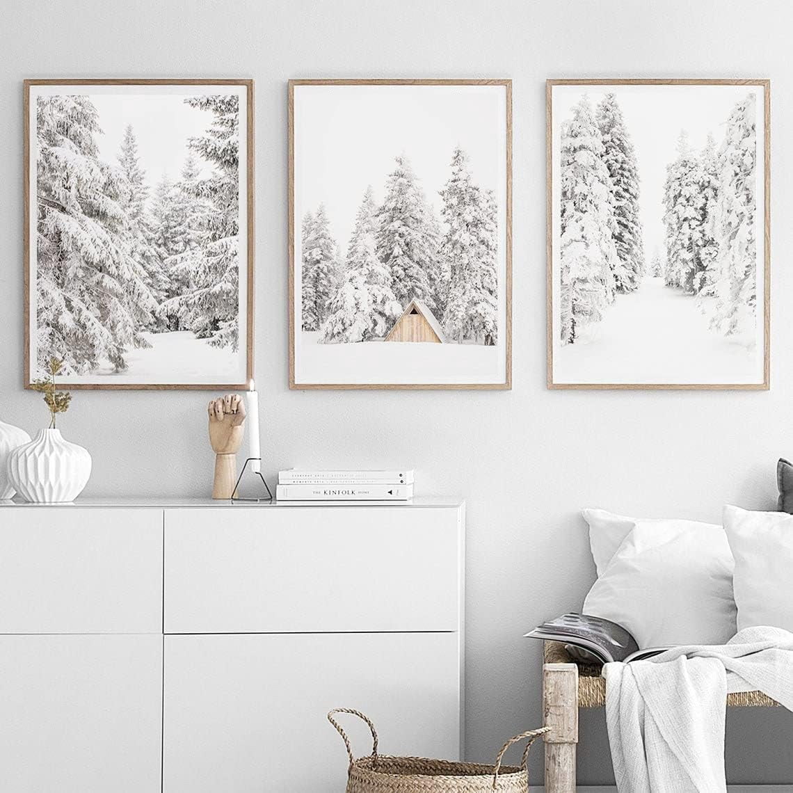 3 Pieces Winter Snowy Forest Prints Snow Covered Pine Trees Prints ...