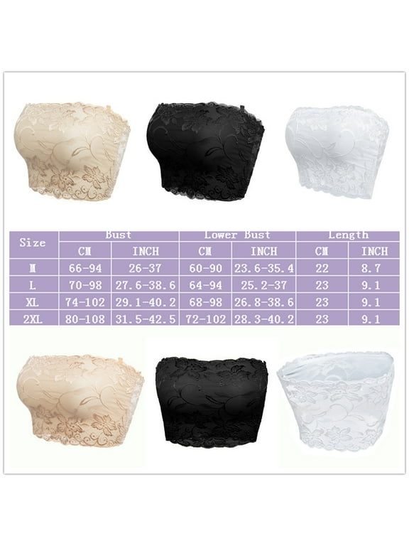 YouLoveIt Women's Bandeau Bra Lace Chest Wrap Floral Lace Tube Top Bra ...