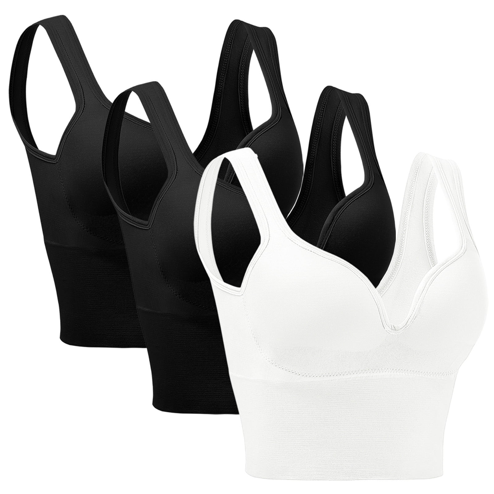 3 Pieces Womens Sports Bra No Wire Comfort Sleep Bra Plus Size Workout ...