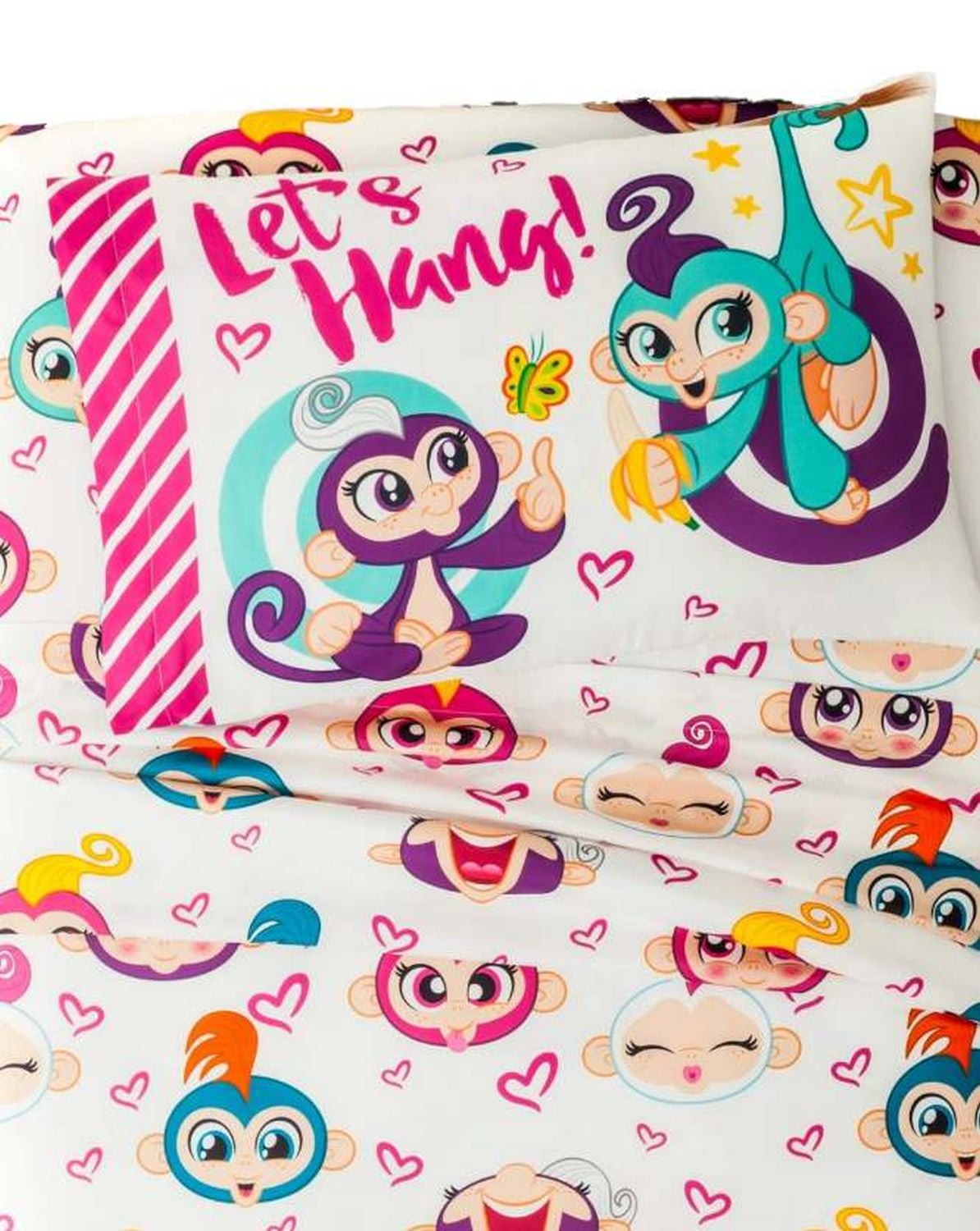 3 Pieces WowWee Monkey Fingerlings Twin Size Sheet Set - Walmart.com