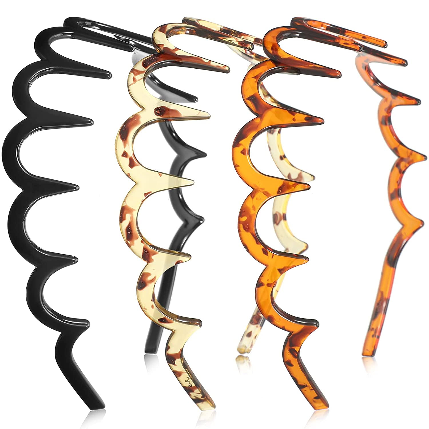 3 Pieces Zig Zag Headbands Comb Zigzag Plastic Hoop U Shaped Shark ...
