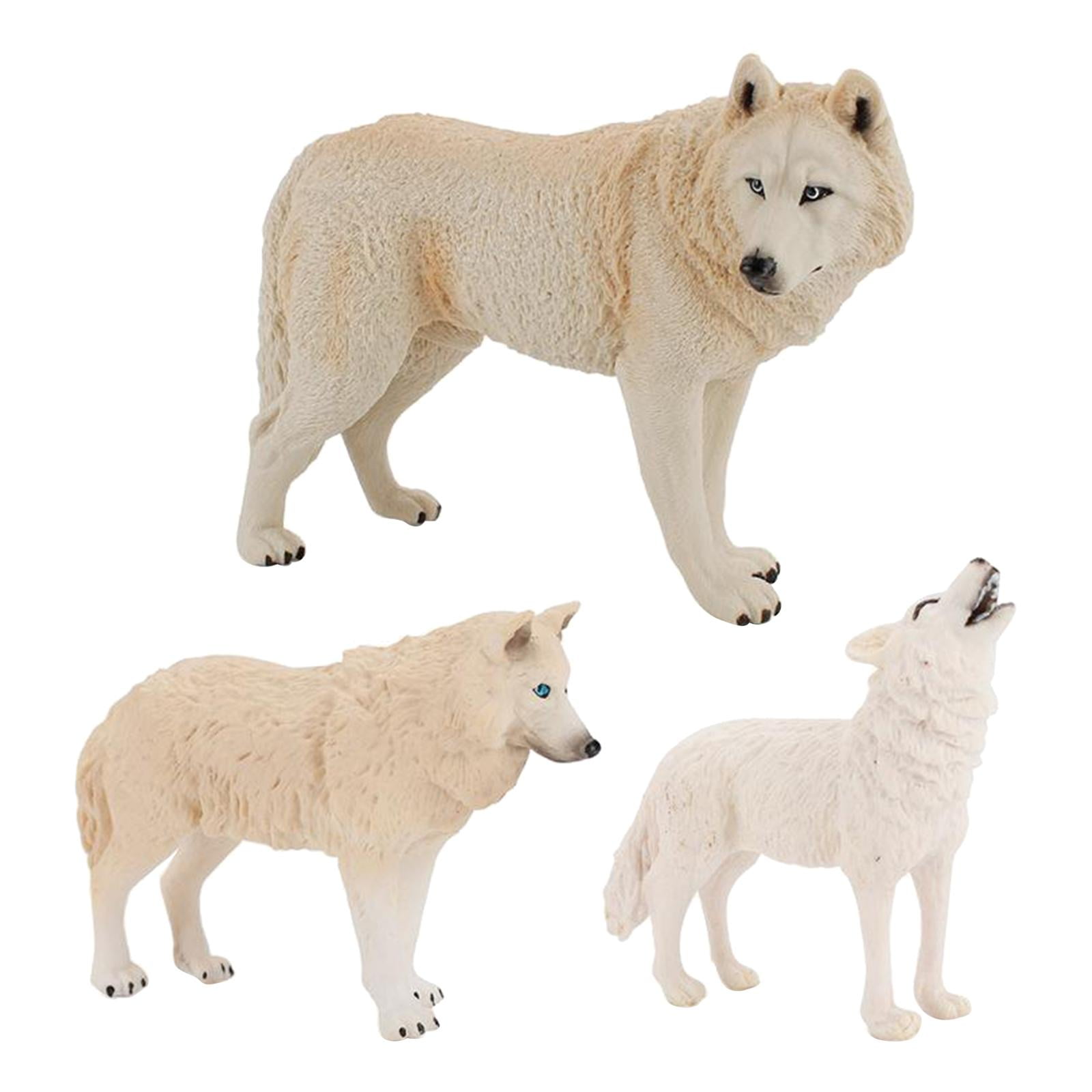 3 Pieces life Animals Figures Wolf Statues Miniature plaything garden ...