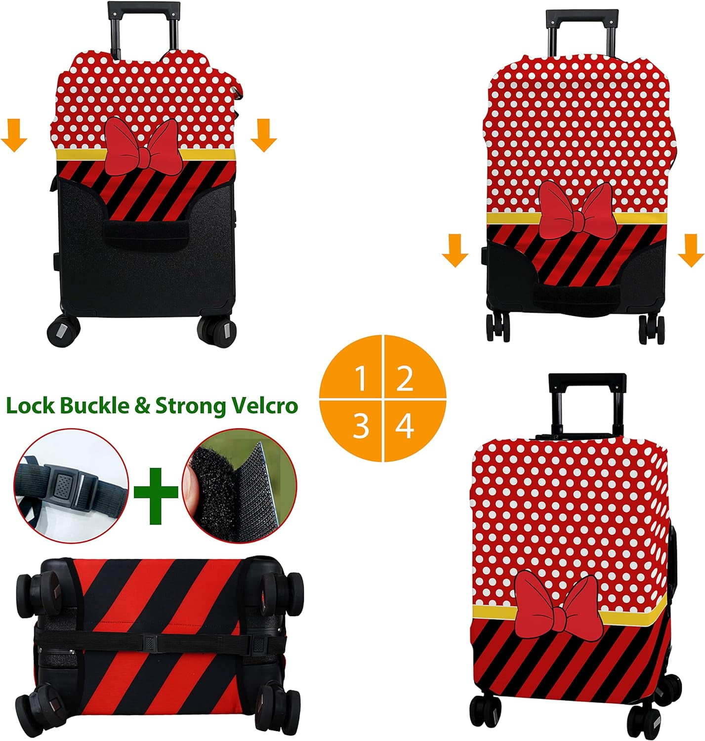 3 Pieces of Luggage Cover Travel Suitcase Protector Cute Girls Elastic ...