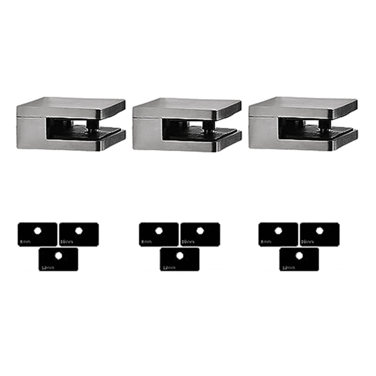 3 Pieces of Stainless Steel Glass Clips, Adjustable Glass Shelf ...