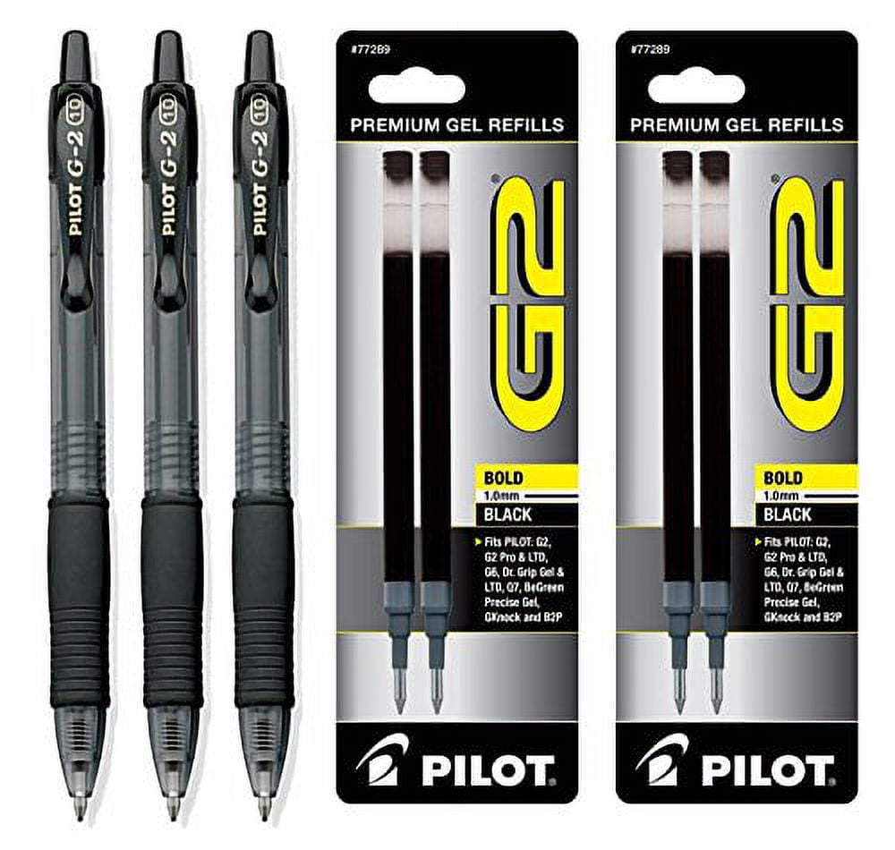 3 Pilot G2 Retractable Premium Gel Ink Roller Ball Pens & 4 Refills ...