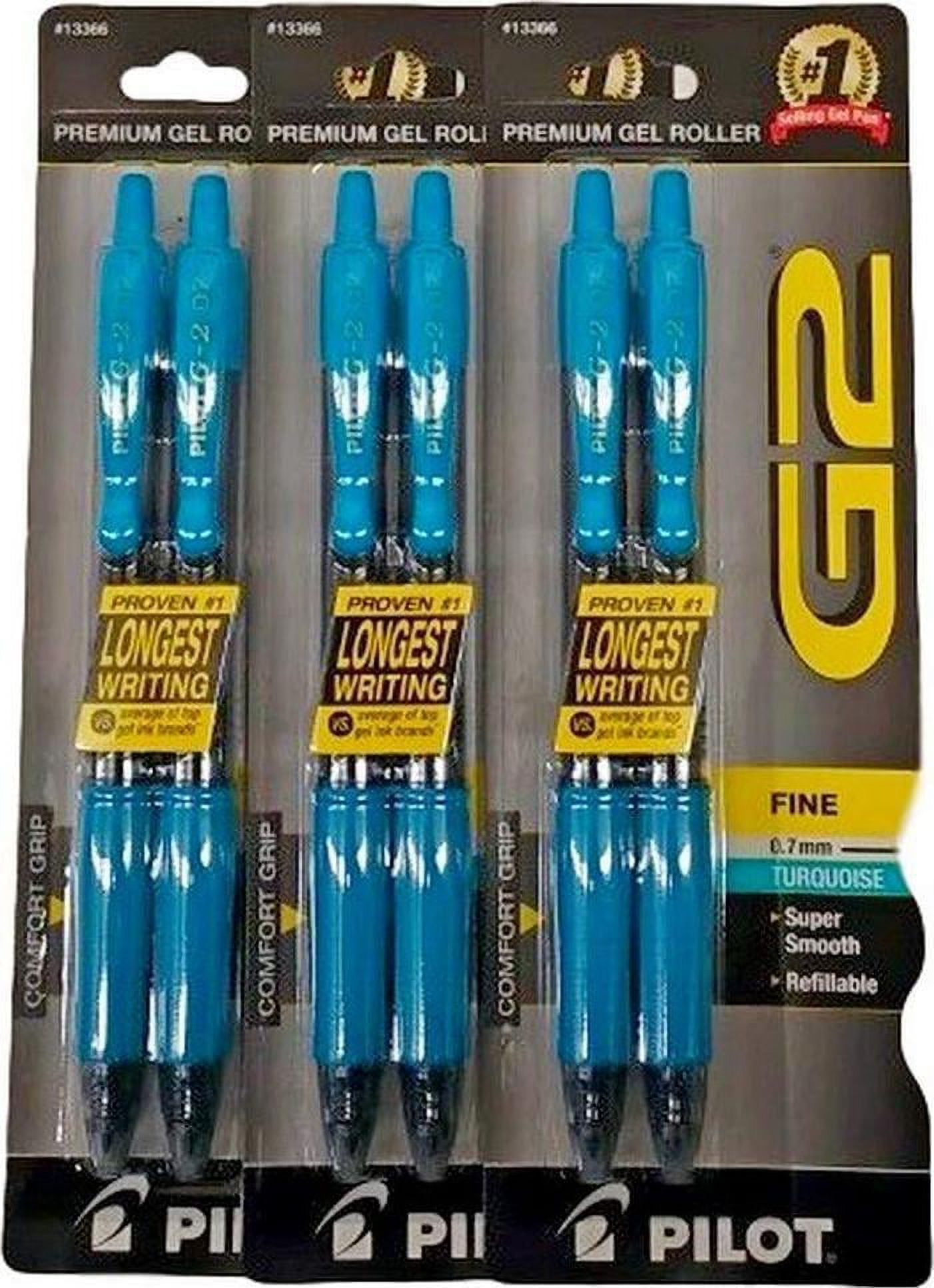 (3) Pilot G2 Turquoise Pens with Turquoise Ink, Retractable Gel Ink ...