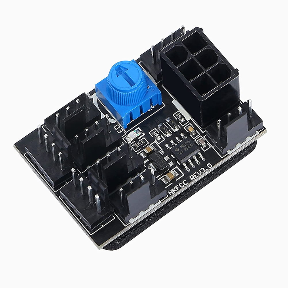3-Pin 4-Pin Fan Adapter PC Case Cooling Fan Hub with 6-Pin Power Port ...