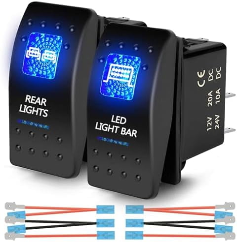 3-Pin/Blue UTV LED Rocker Switches Compatible with Polaris RZR Ranger ...