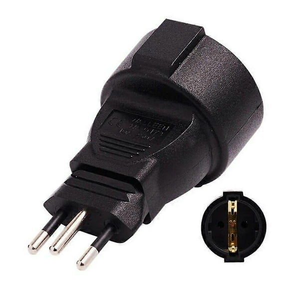 3-Pin Swiss Plug to EU 2-Pin Round AC Power Supply Adapter Socket ...