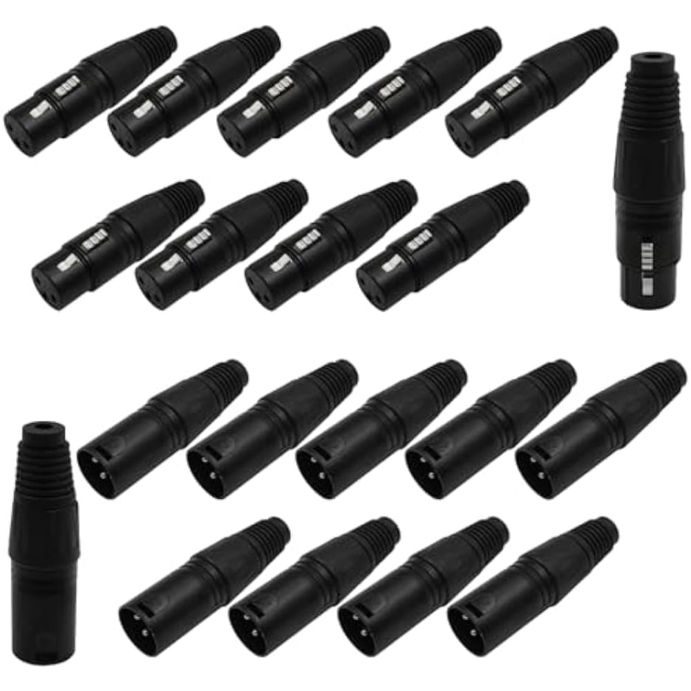 3-Pin XLR Cable Connector 10 Pairs Male & Female Plug Cable Connector ...