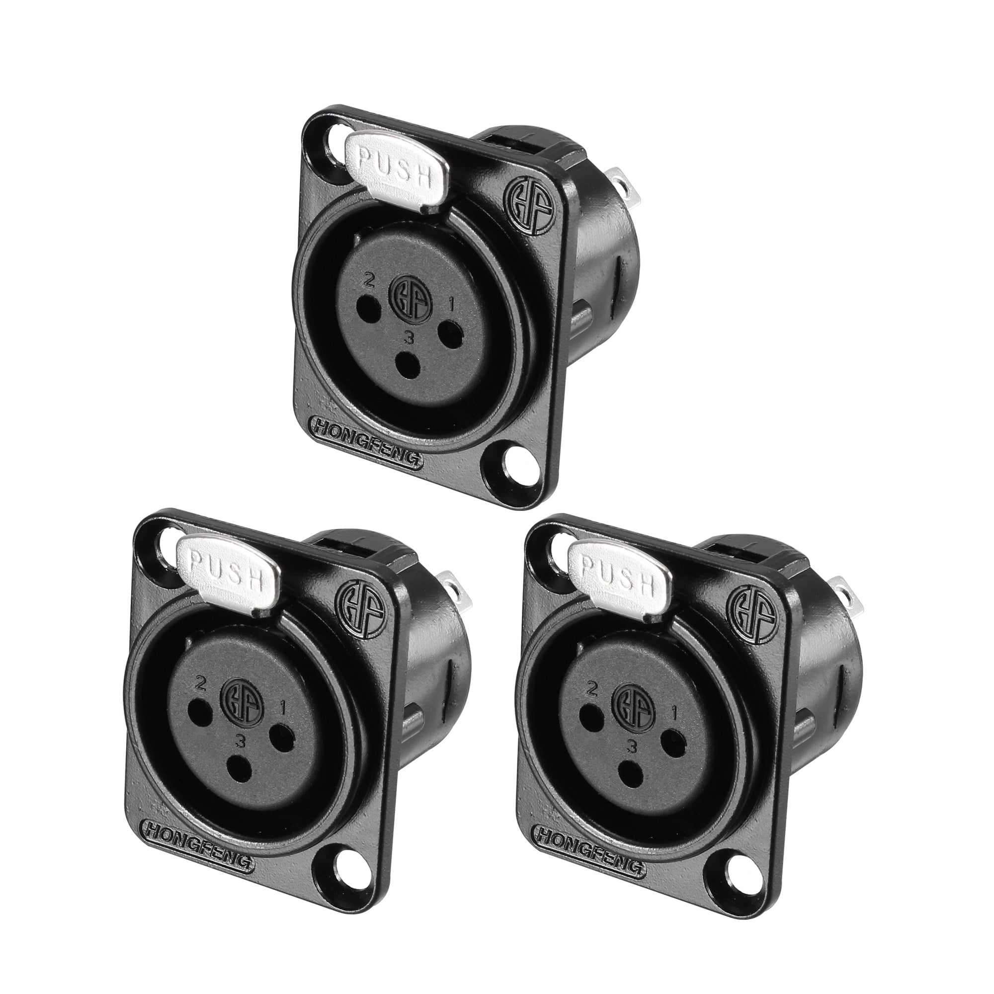 3-Pin XLR Female Jack Panel Mount For Microphone Connector Adapter ...