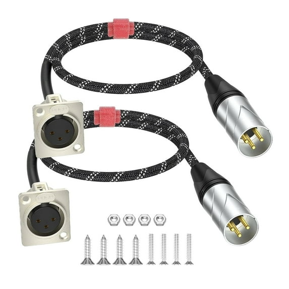 3 Pin XLR Male to D-Type Panel Mount XLR Female Adapter Cable, Balanced ...