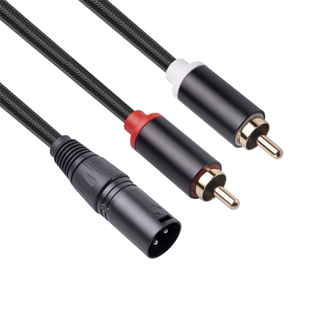 3-Pin XLR Male to 2-RCA Male Microphone Audio Cable Y Adapter Converter ...