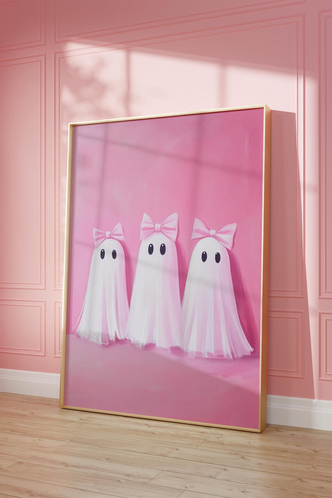 3 Pink Bow Ghost Wall Art Print, Decor, Trendy Wall Art, Preppy Trendy ...
