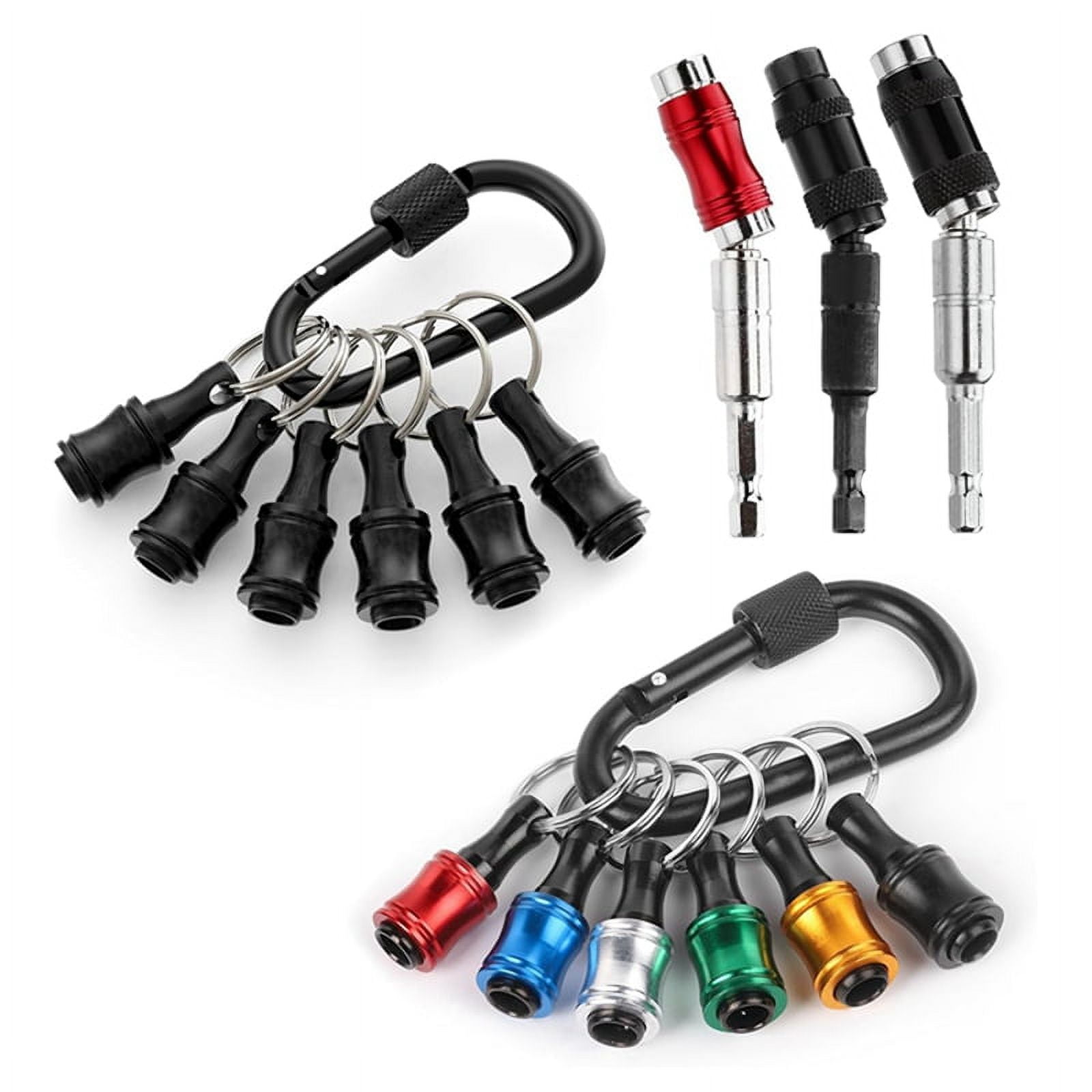 3 Pivoting Bit Tip Holder and 12 Keychain, 1/4 Inch Pivot Drill Quick Release Knuckle Bits ...