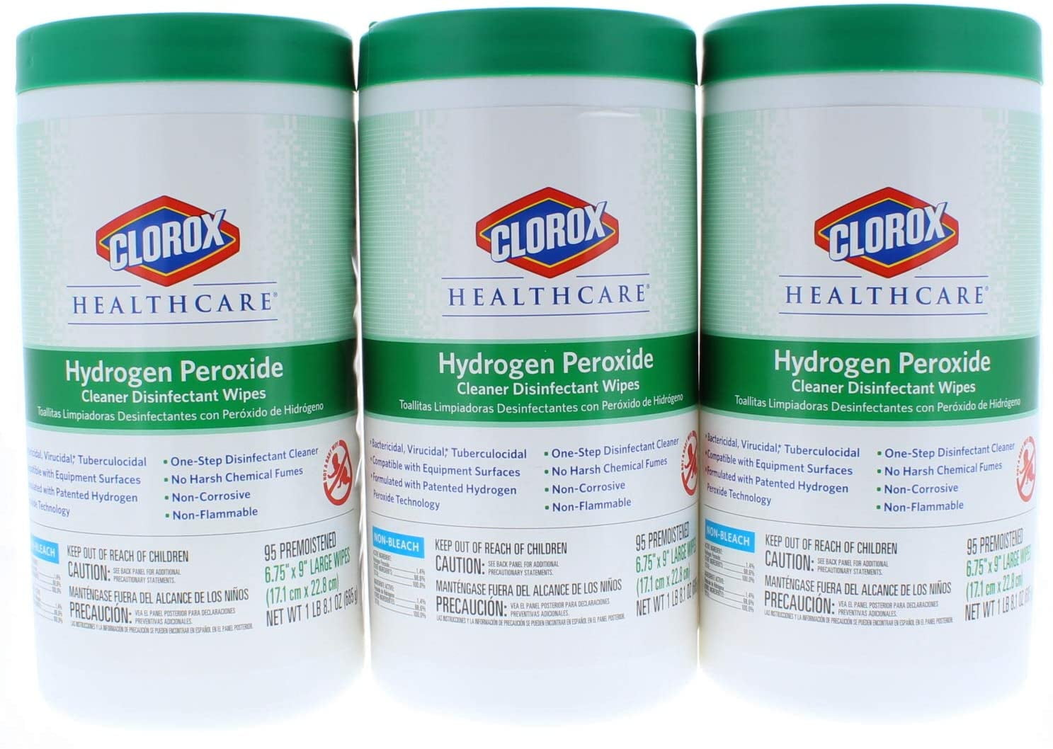 3 Pk. Clorox Healthcare Hydrogen Peroxide Cleaner Disinfectant Wipes 6. ...