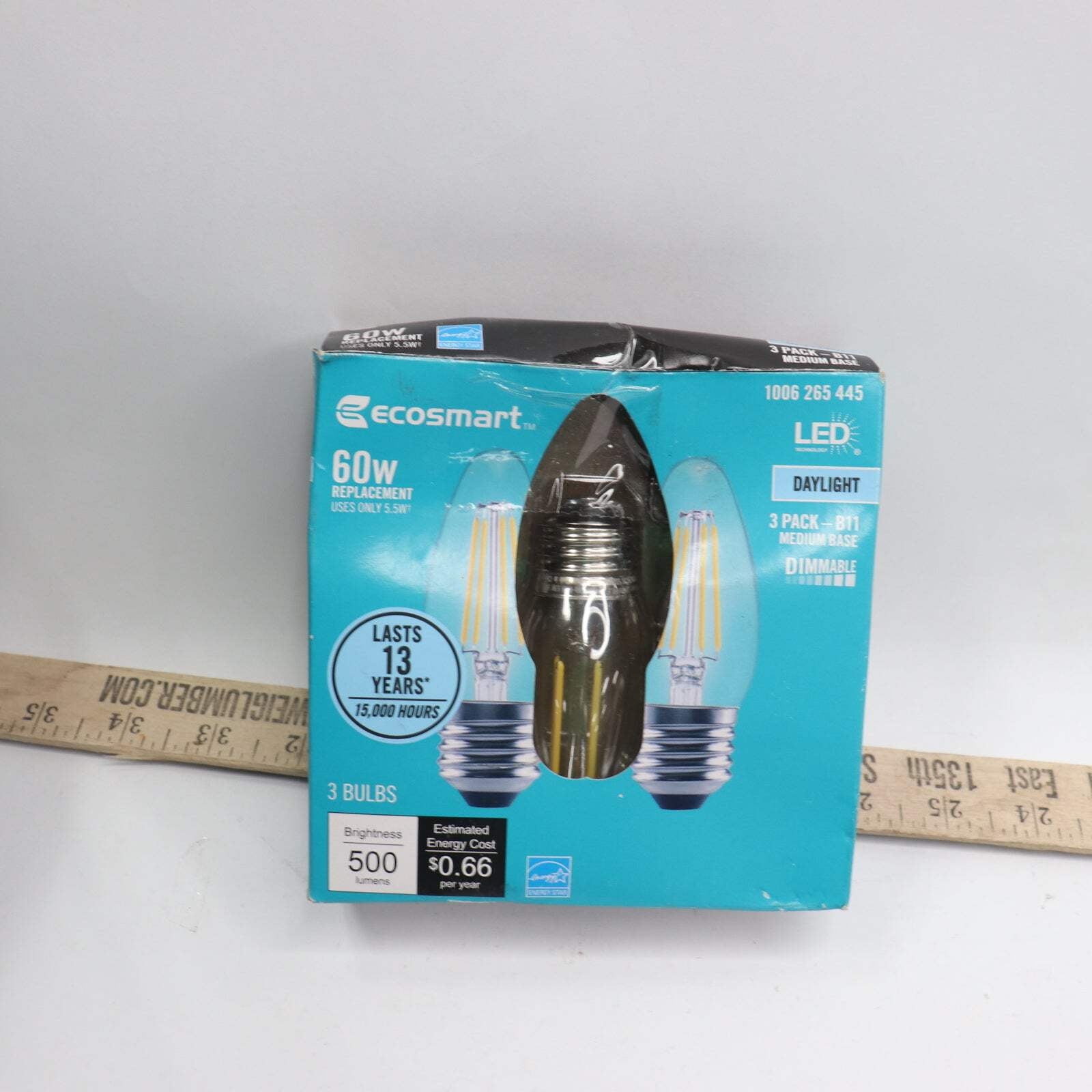 (3-Pk) Ecosmart LED Vintage Edison Light Bulb Blunt Tip 60W Equivalent ...