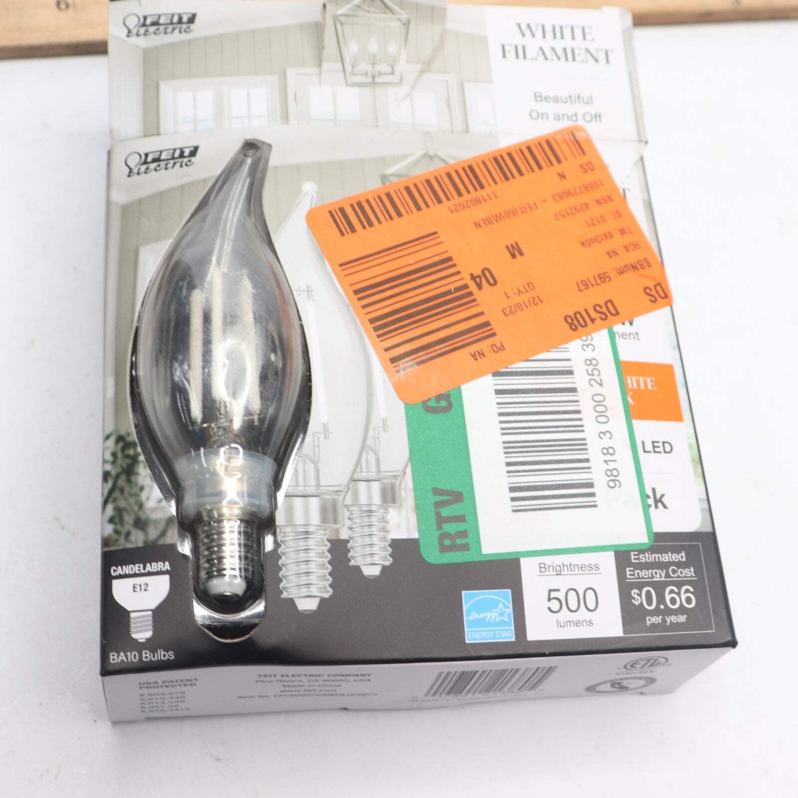 (3-Pk) Feit Electric Candelabra Dim Filament LED Light Bulb BA10 E12 60W - Walmart.com