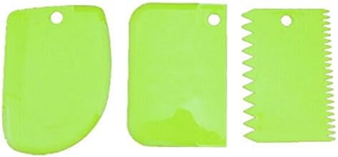 3 Plastic Cake Scrapers Sugar Paste Soft Bake SERRATED (Green ...