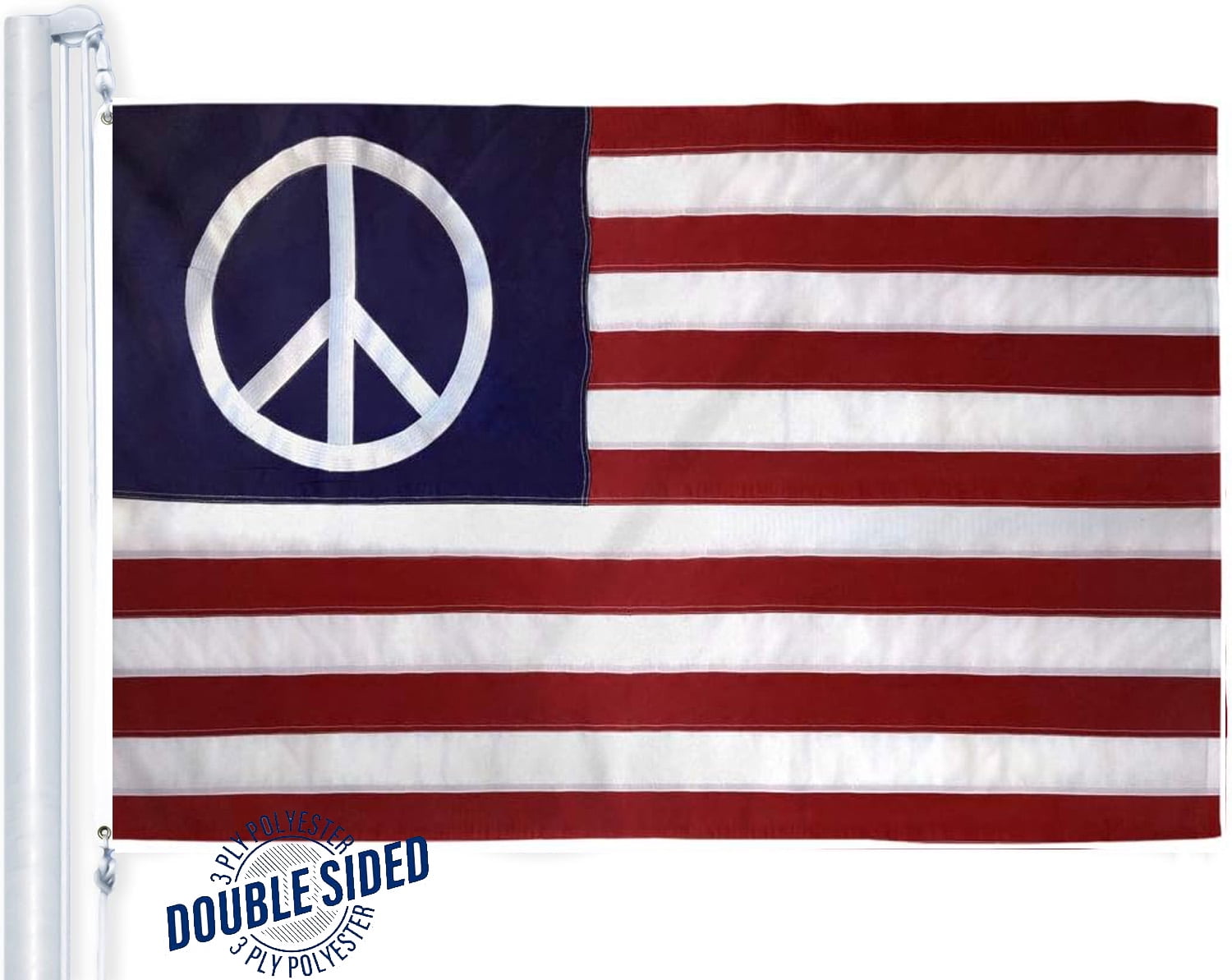 3 Ply American Peace Flag 5x8 ft for Outdoors, USA Civil Peace Sign ...