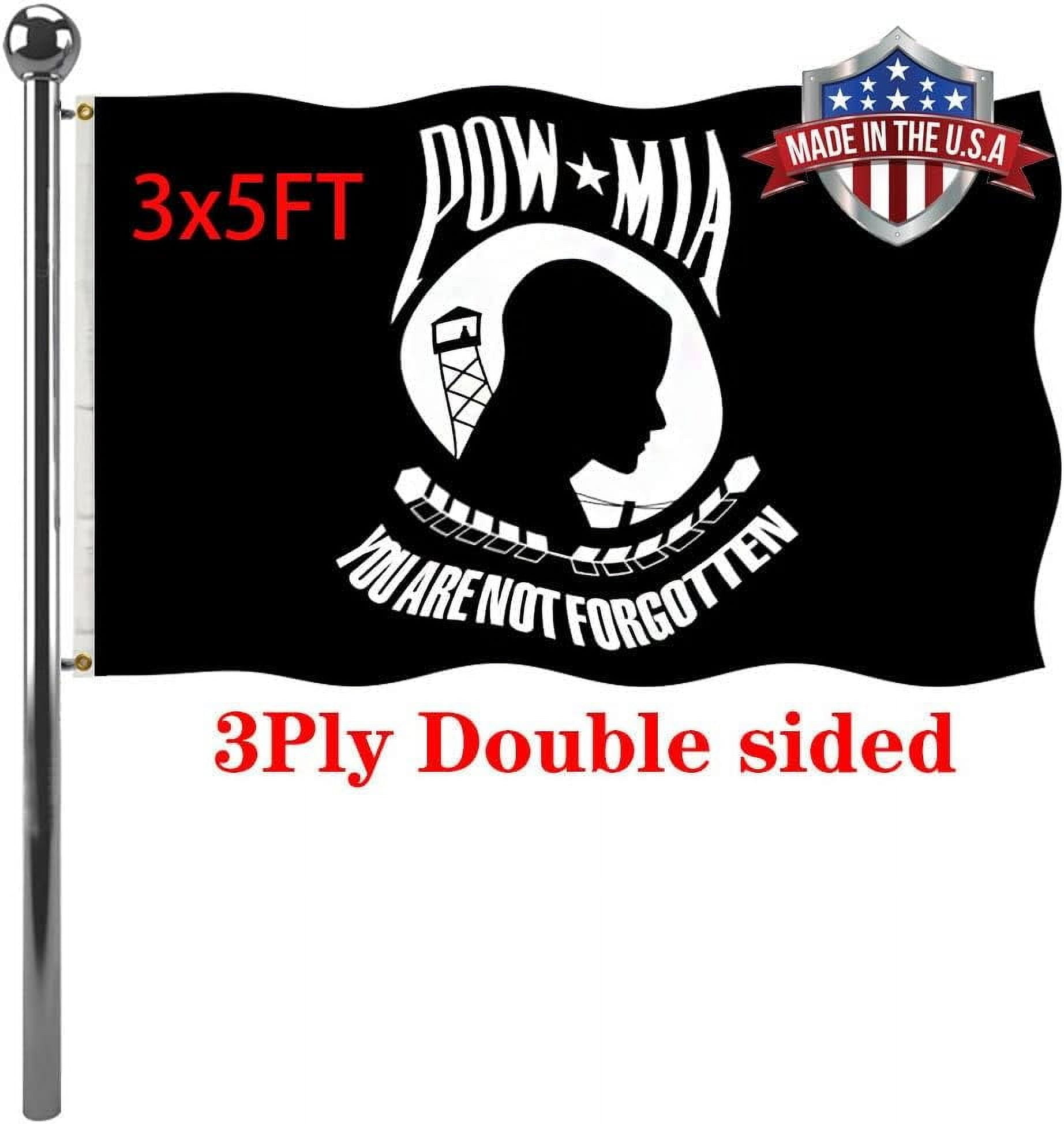 3 Ply Pow Mia Flag 3x5 Outdoor Double Sided 200D Polyester Black Pow ...