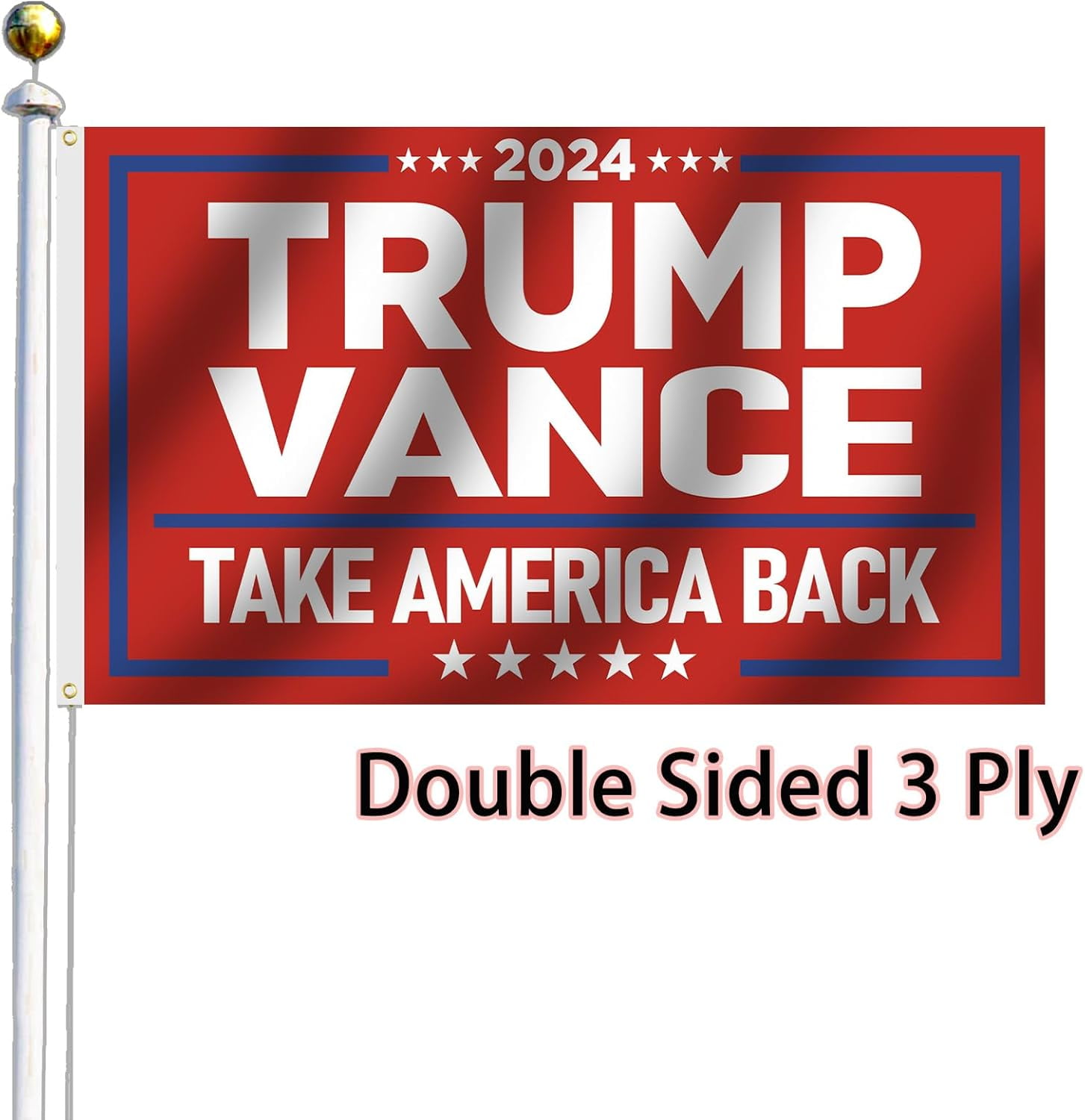 3 Ply Trump Vance 2024 Flag 4x6 Red, Donald Trump 2024 President J D-Vance Ake Take American ...