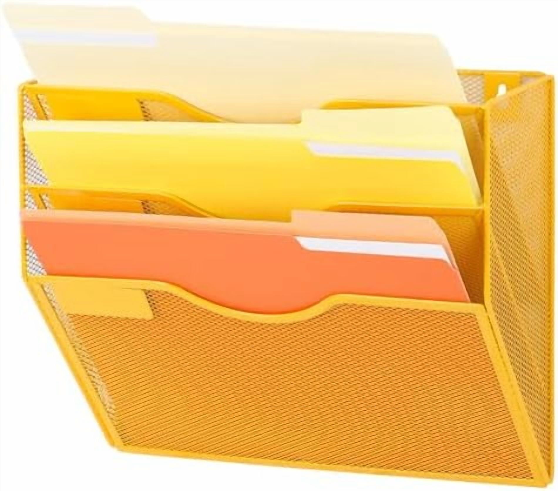 3 Pocket Mesh Hanging Wall File Organizer, Wall Mounted Mail Paper ...