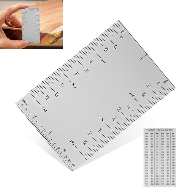 3'' Pocket Rule Tool, Durable Stainless Square Edged Precision Ruler ...