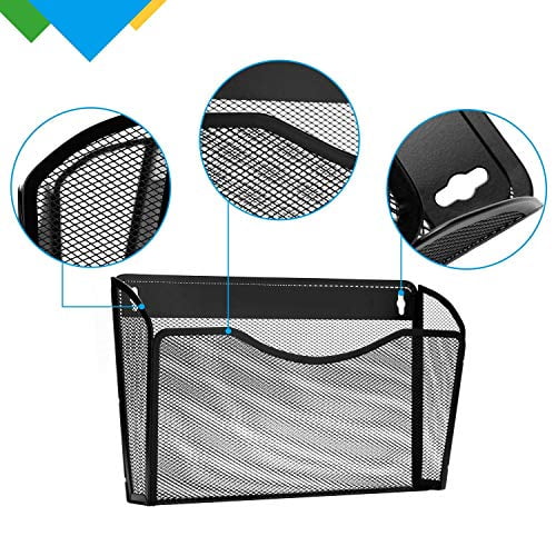 3 Pocket Wall Mount File Hanging Organizer, Metal Mesh Office Home ...