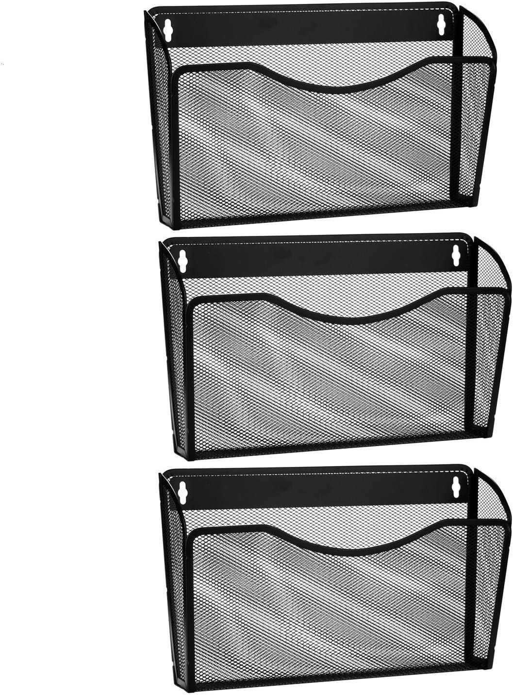 3 Pocket Wall Mount File Hanging Organizer, Metal Mesh Office Home ...