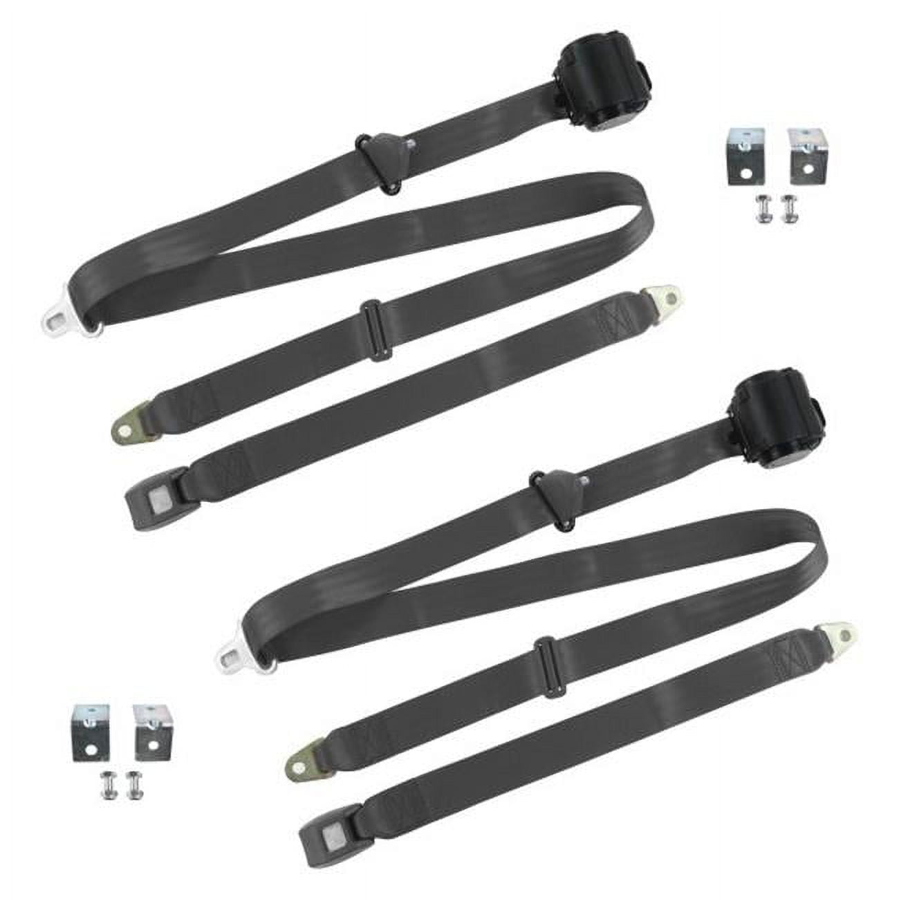 3 Point Standard Retractable Bucket Seat Belt Kit with Bracketry & 2 ...