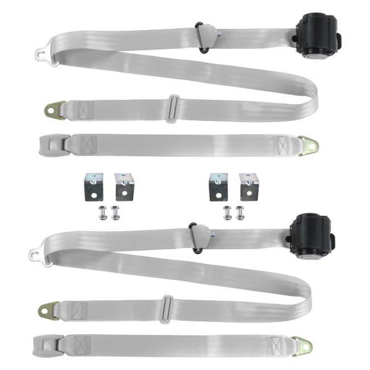 3 Point Standard Retractable Bucket Seat Belt Kit with Bracketry & 2 ...