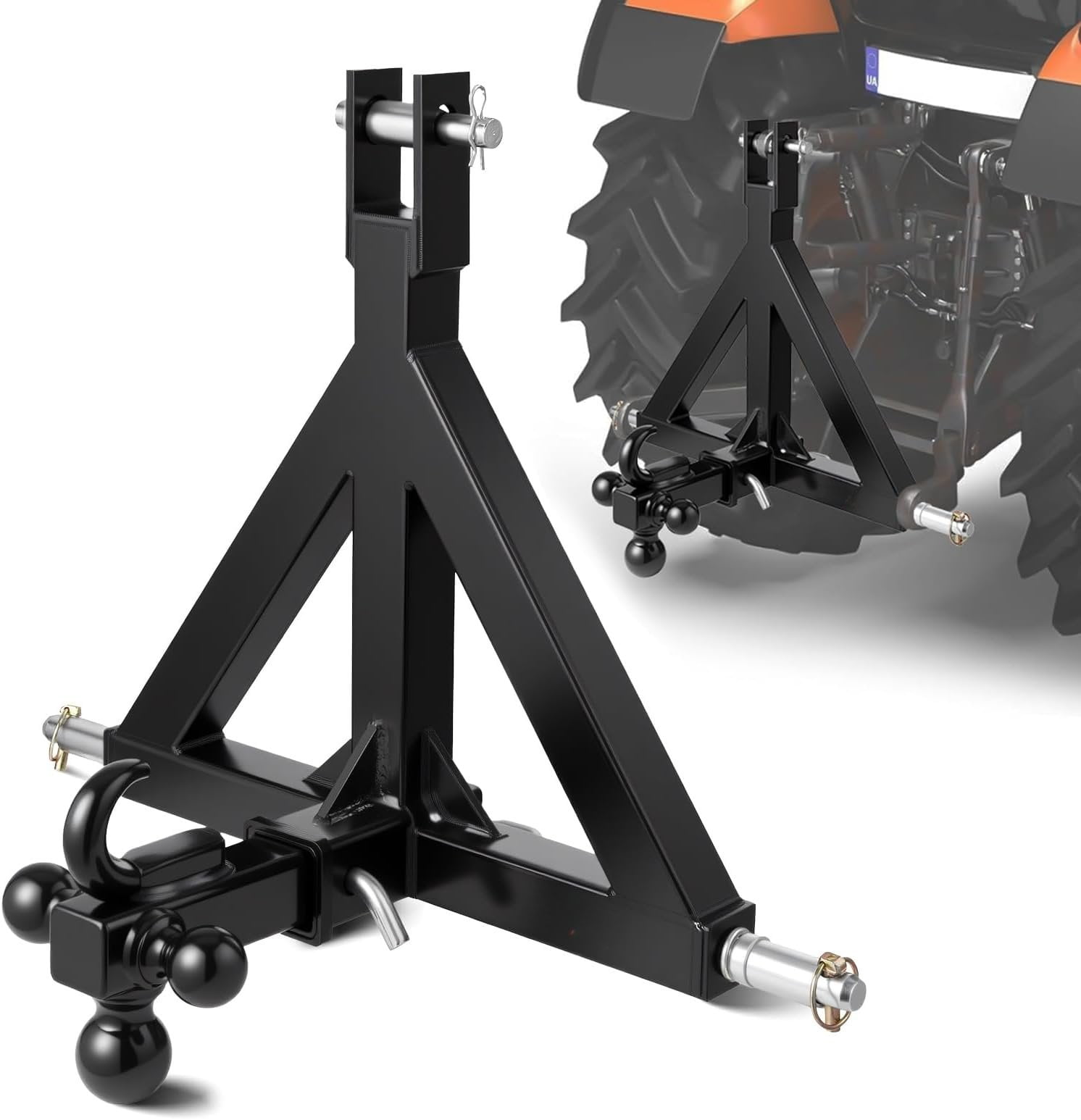 3 Point Trailer Hitch 2" Receiver, 3pt Quick Hitch Attachment with ...