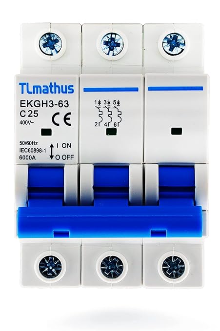 3 Pole DIN Rail Mount Circuit Breaker, 400V AC Miniature Circuit ...