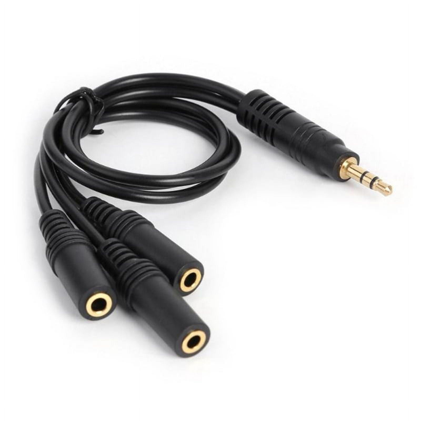 3 Pole Jack to 3 Female Plug Audio Headphone Adapter Splitter AUX Cable ...