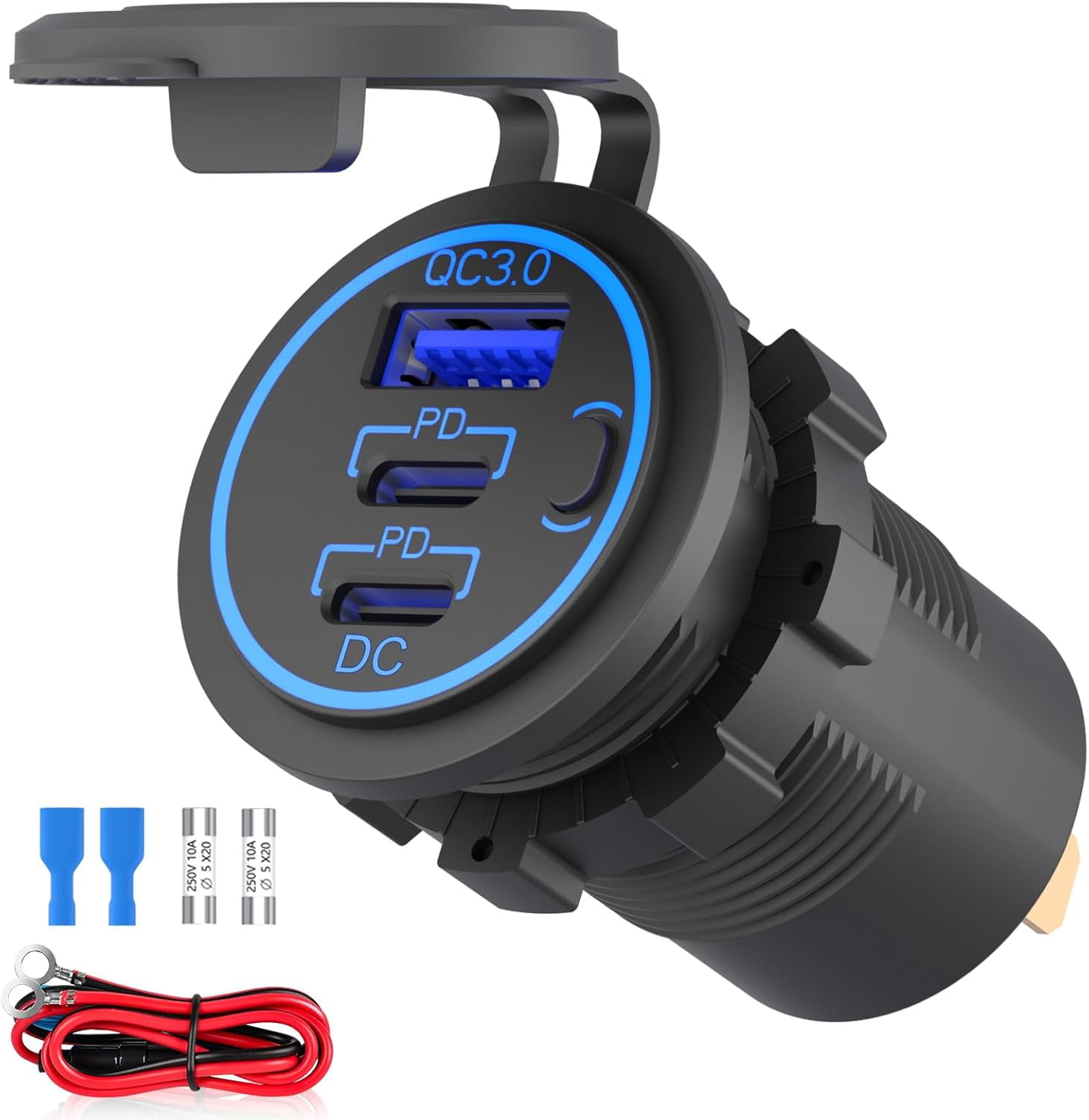 3-Port 12V USB Charger】This 12V USB outlet is equipped with an upgraded ...