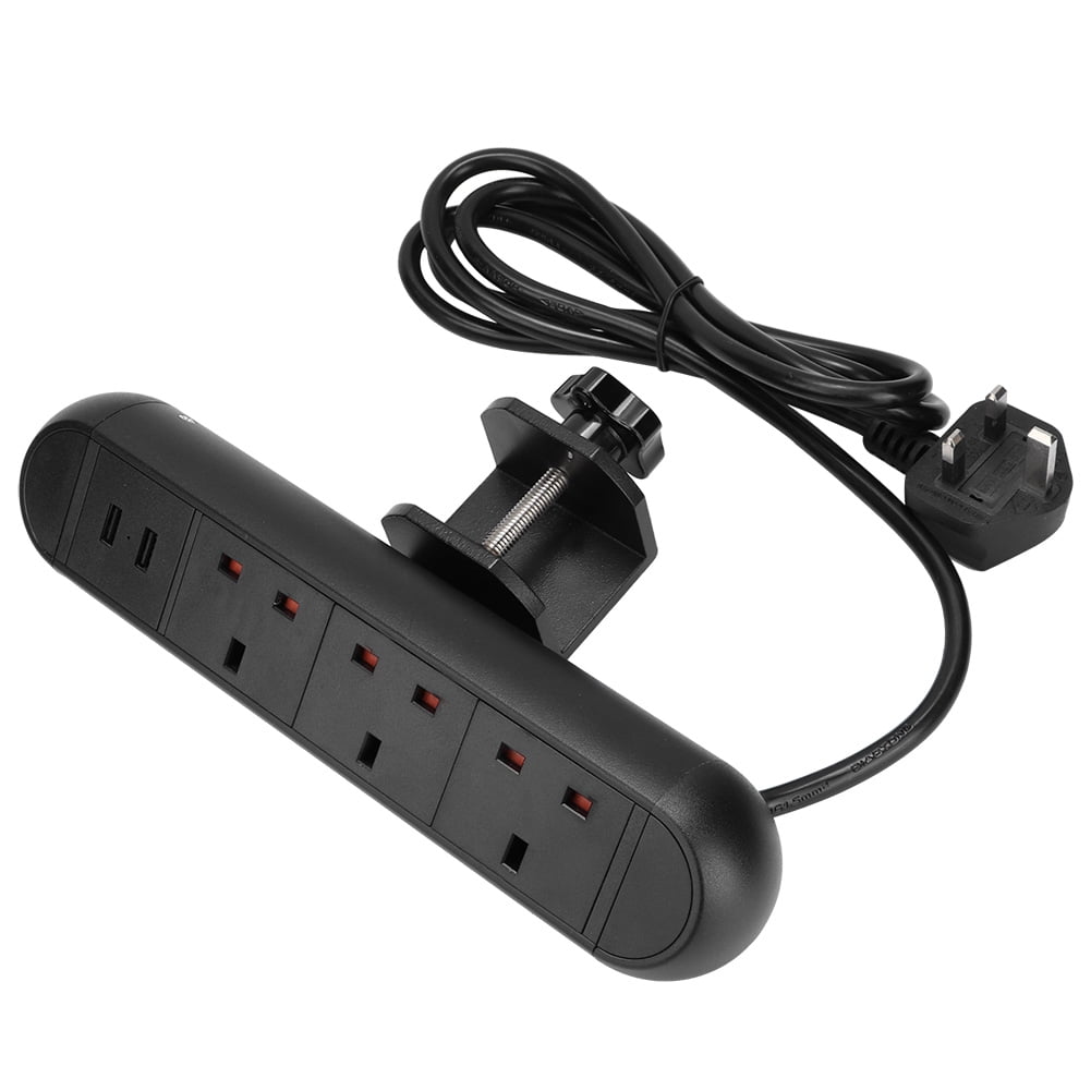 3 Port Desktop Mounting Clamp Socket with Power Socket and USB Charger ...