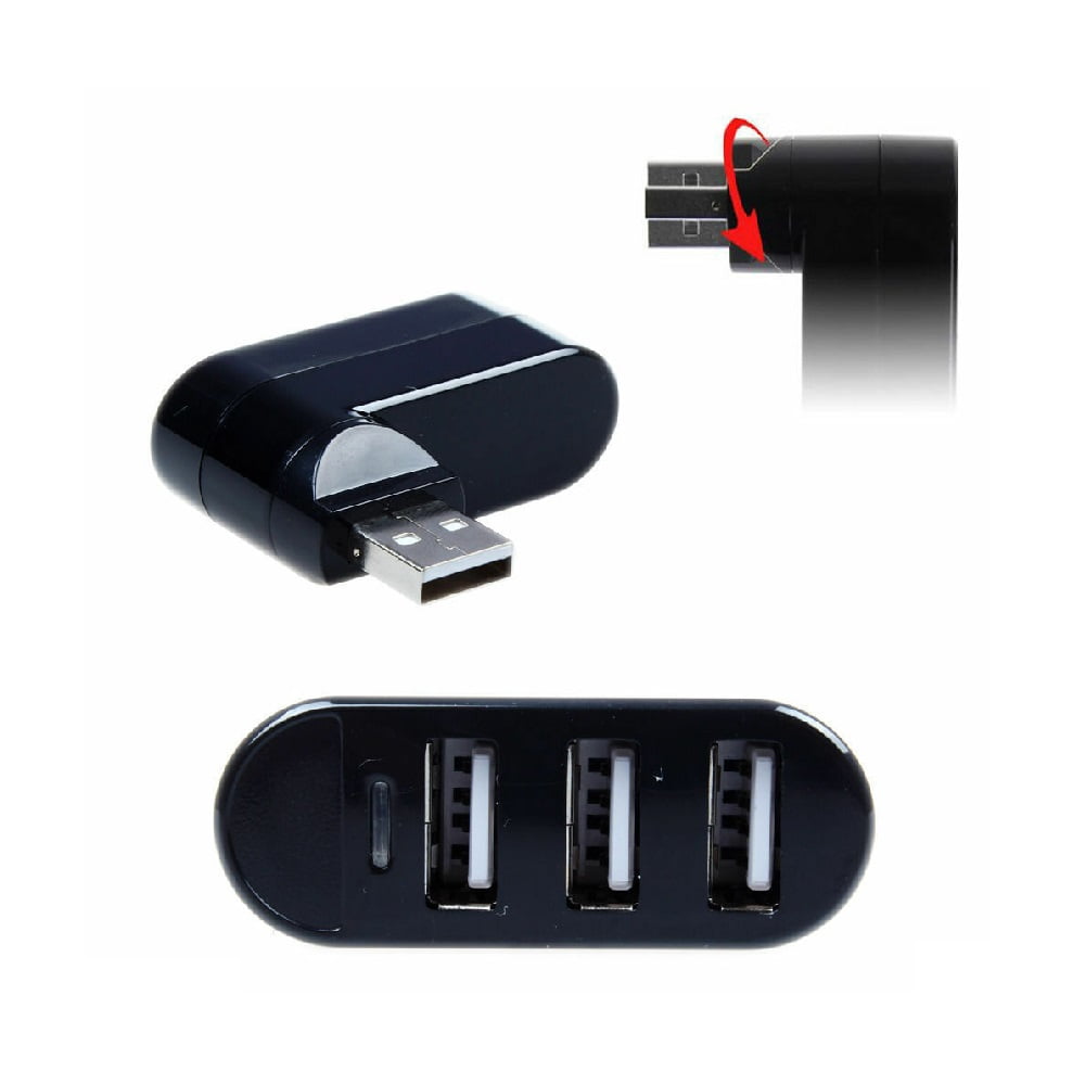 3 Port Mini USB 2.0 Rotate Splitter Adapter Hub for PC Laptop Notebook ...