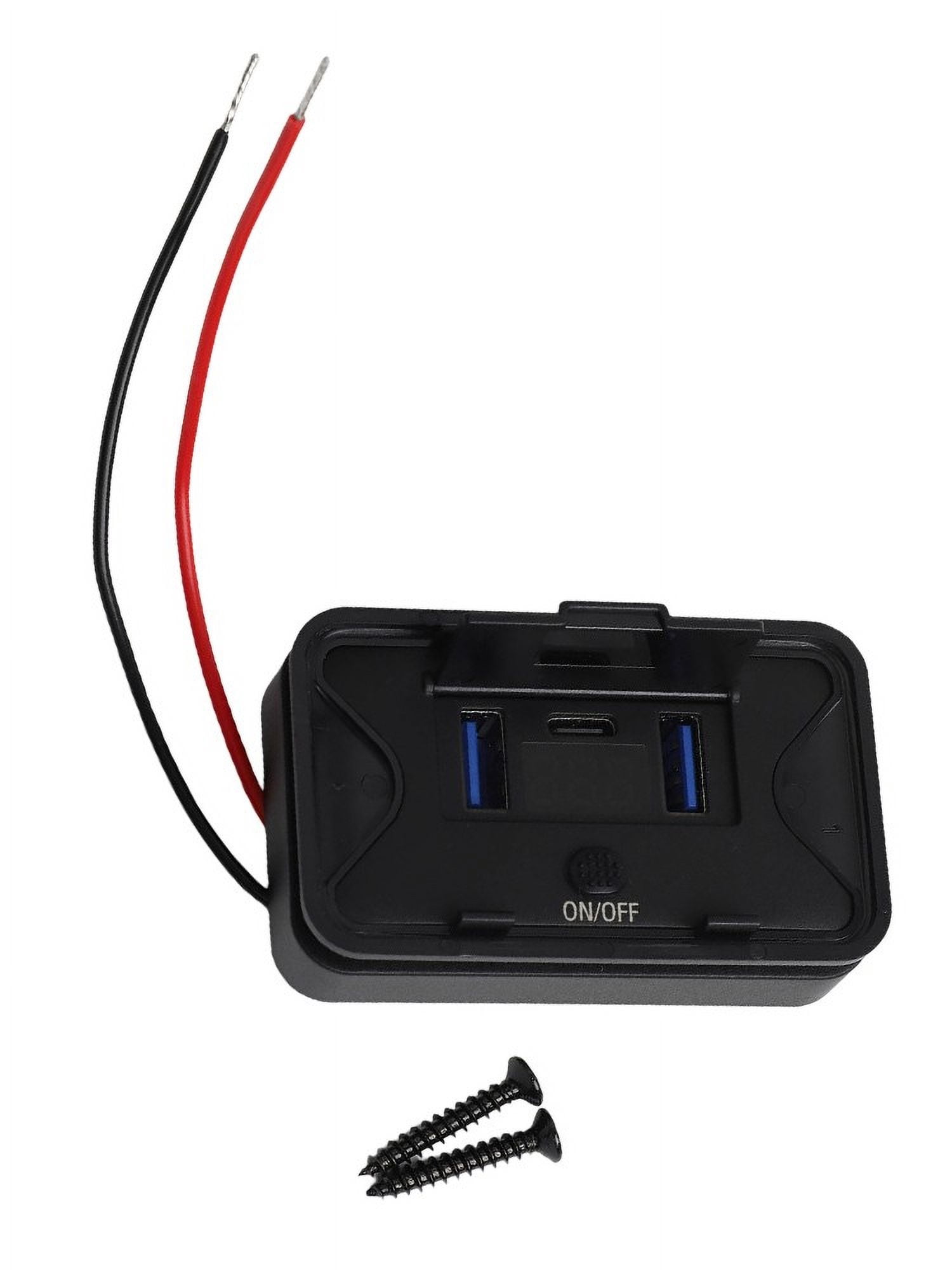 3 Port RV Panel Car Charger with USB C Outlet and Voltmeter for 12V-24V ...