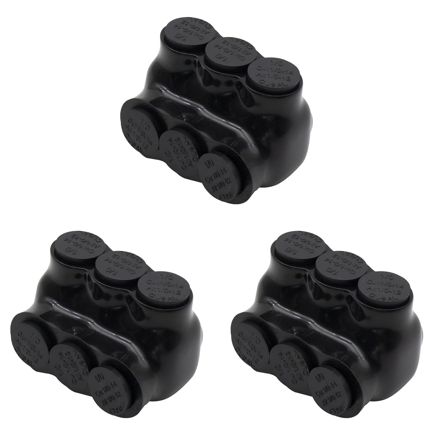 3-Port Single-Sided Insulated Multi Tap Connector, 1/0-14AWG Electrical ...