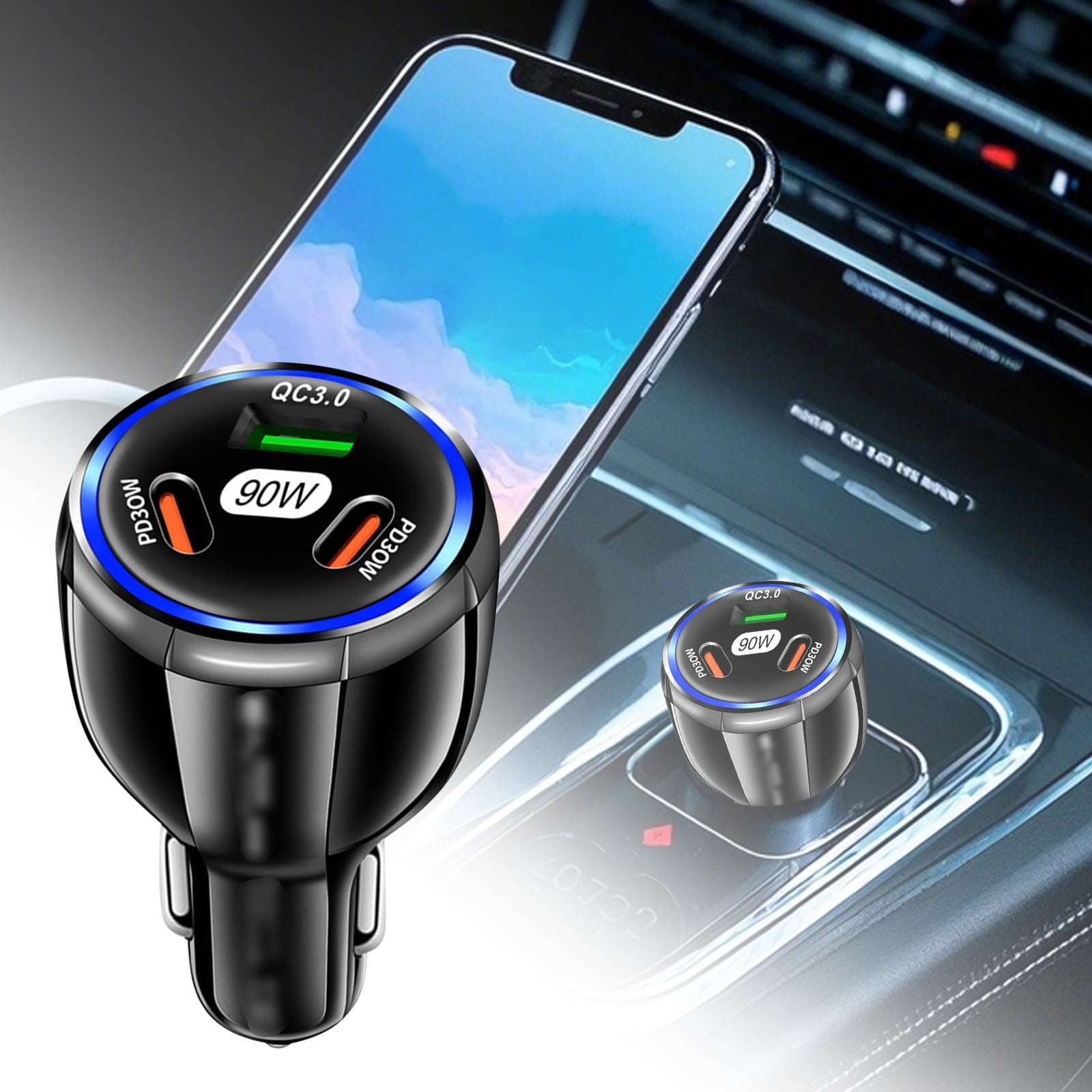 3 Port USB Car Charger Fast Charging for All Devices Compact Design ...