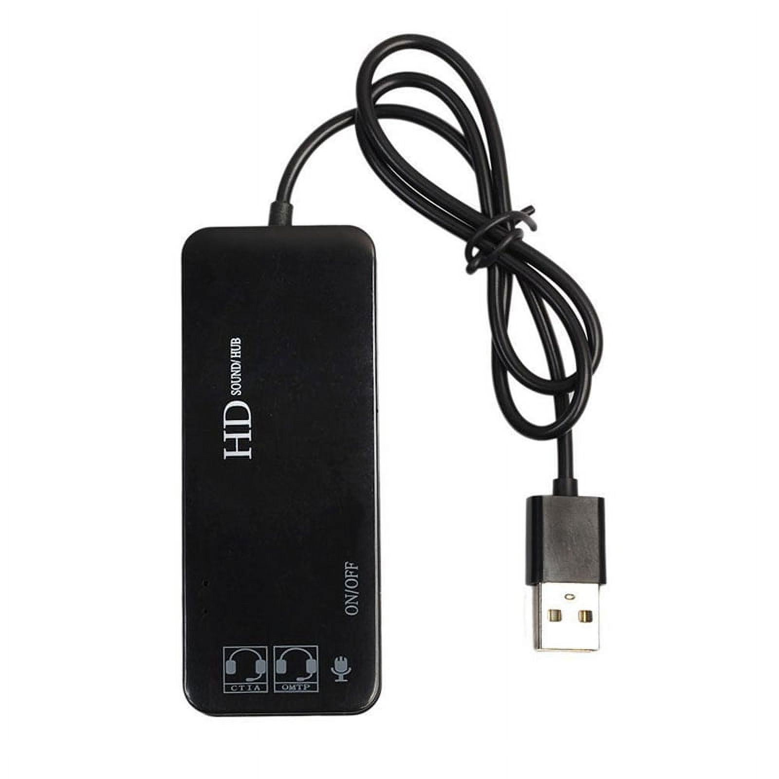 3 Port USB 2.0 Hub External 7.1CH Sound Card Headset Microphone Adapter ...