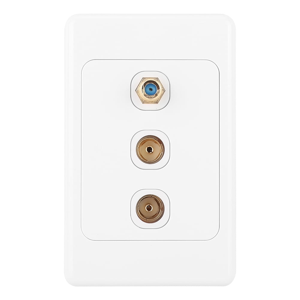 3-Port Wall Plate Panel with 2 TV to F Head Connectors and F Head ...