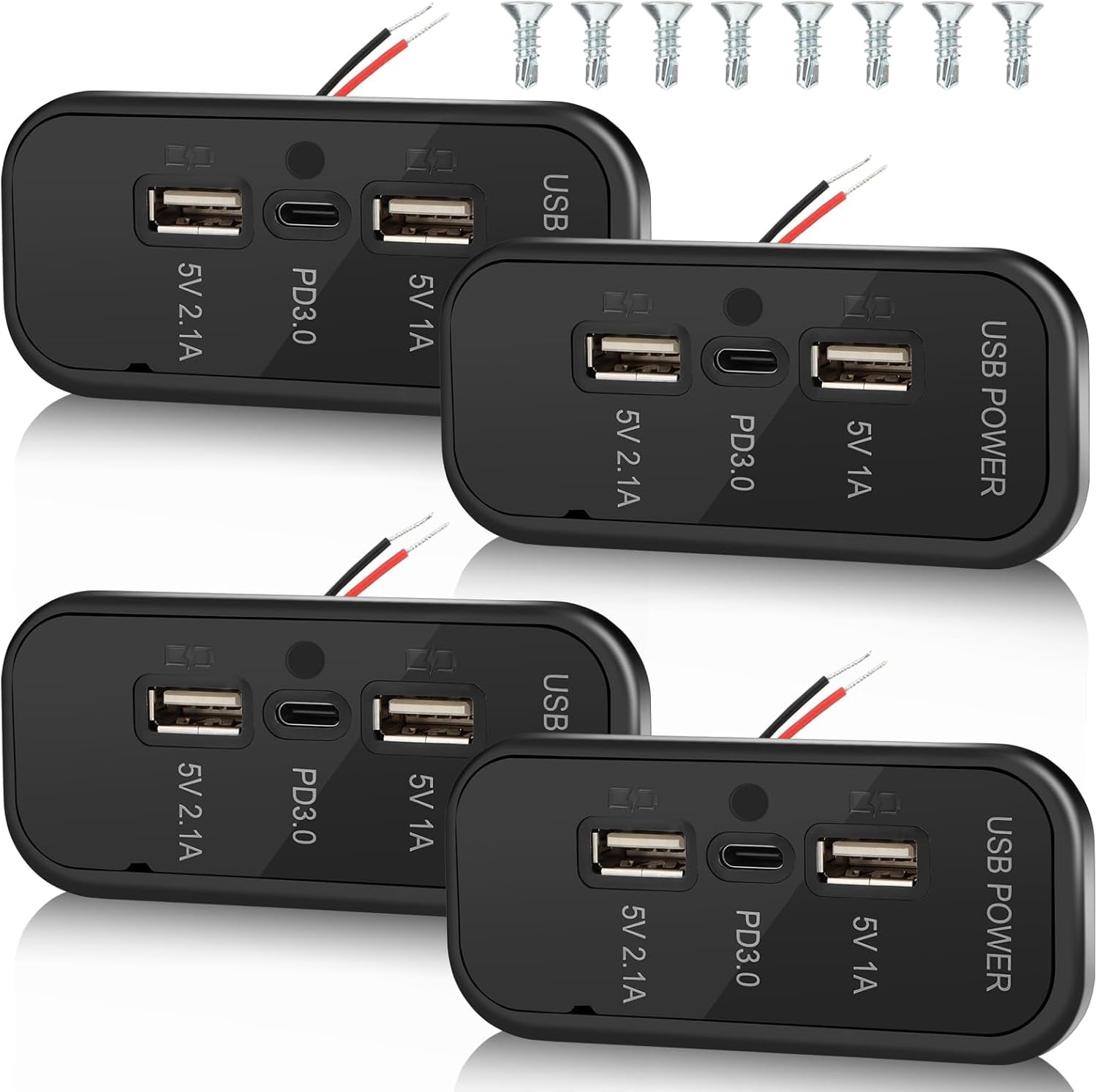 3 Ports 12V RV USB Outlet 45.5W, 4PCS PD3.0 Type-C Quick Charge & Dual ...