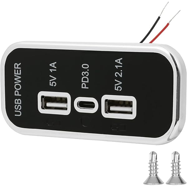 3 Ports 12V RV USB Outlet, PD3.0 USB C & Dual USB A Car Charger Socket ...