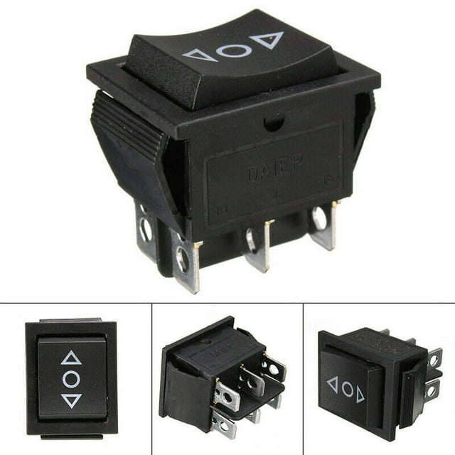 3-Position Momentary Rocker Switch 6-Pin Spring Return DPDT 16A 250V ...