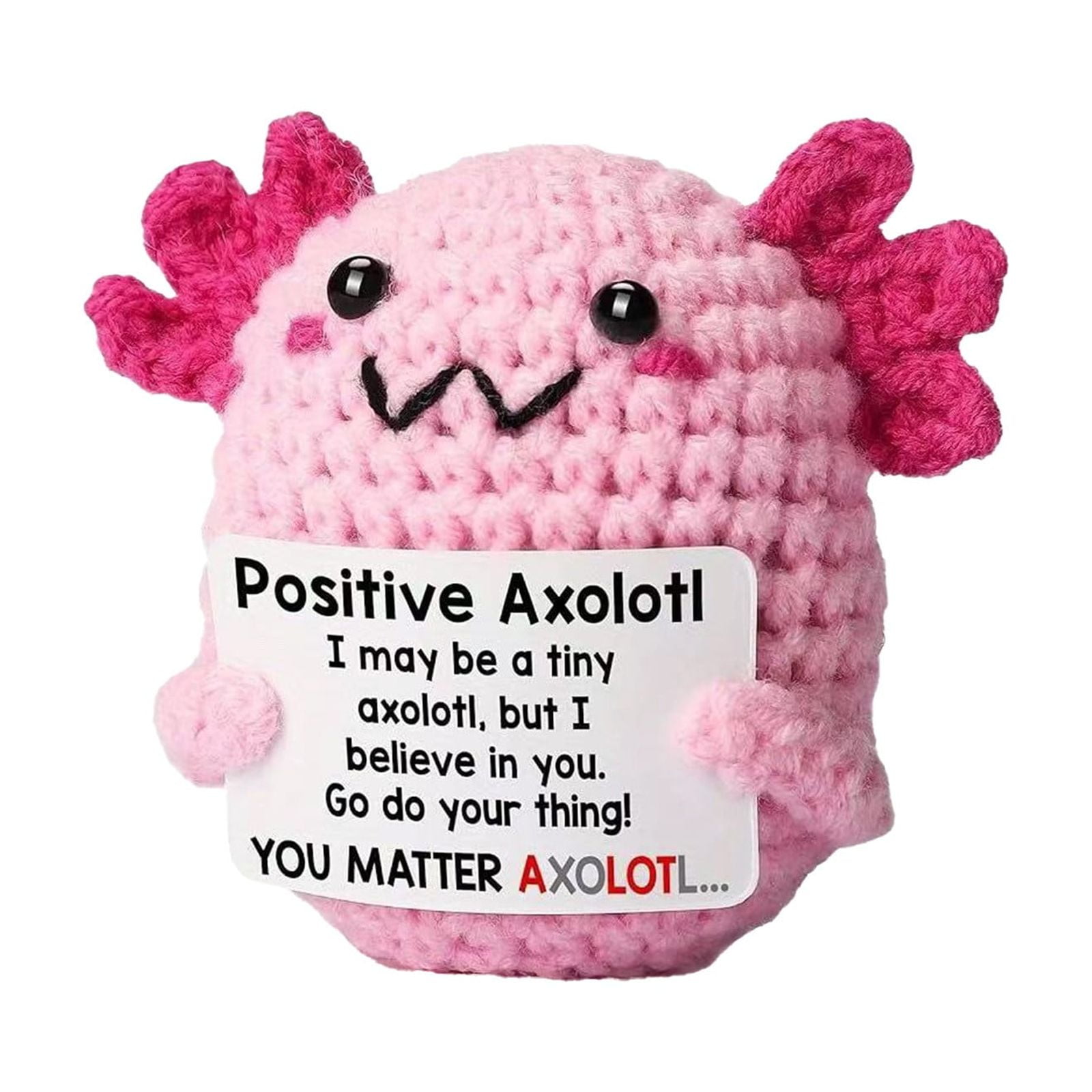 3'' Positive Crochet Axolotl - Handmade Emotional Motivational Support ...