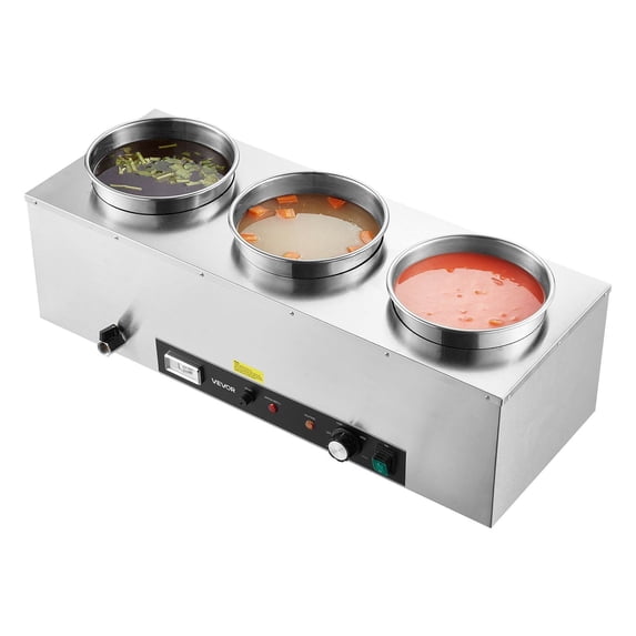 3-Pot Electric Soup Warmer Set - 6.34 Quart Stainless Steel Kettles ...