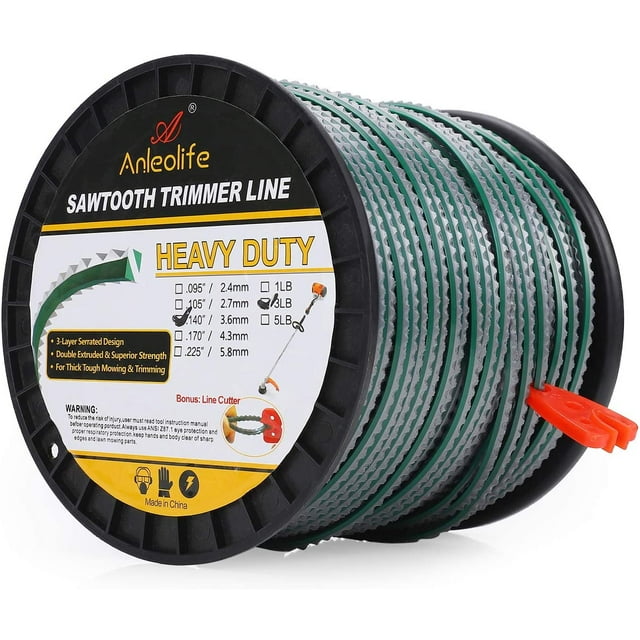 Serrated Trimmer Line Spool 3-Pound Heavy Duty Sawtooth 140-mil-by-328 ...