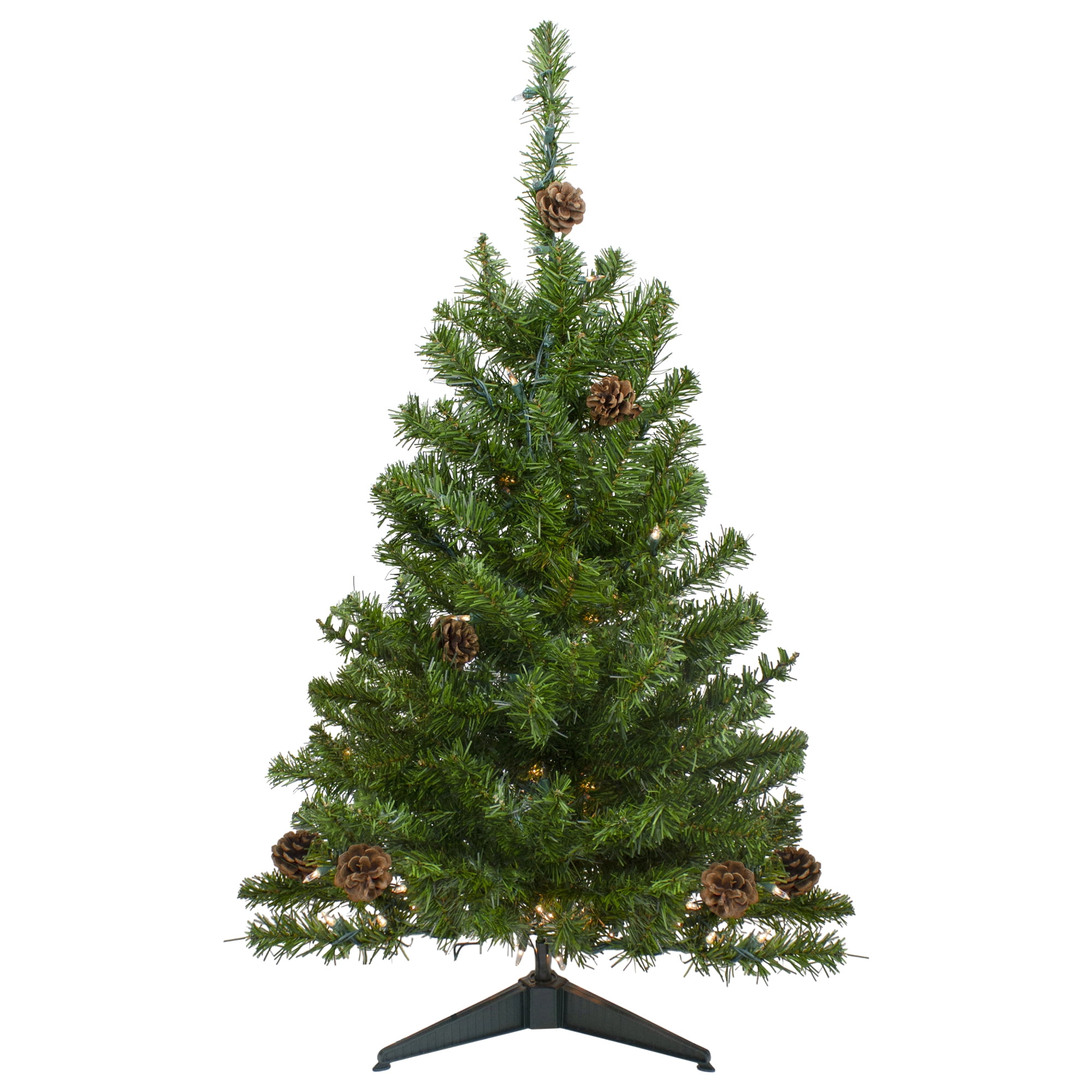 3' Pre-Lit Canadian Pine with Pine Cones Artificial Christmas Tree ...